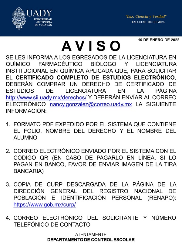 Licenciatura Institucional en Química Aplicada